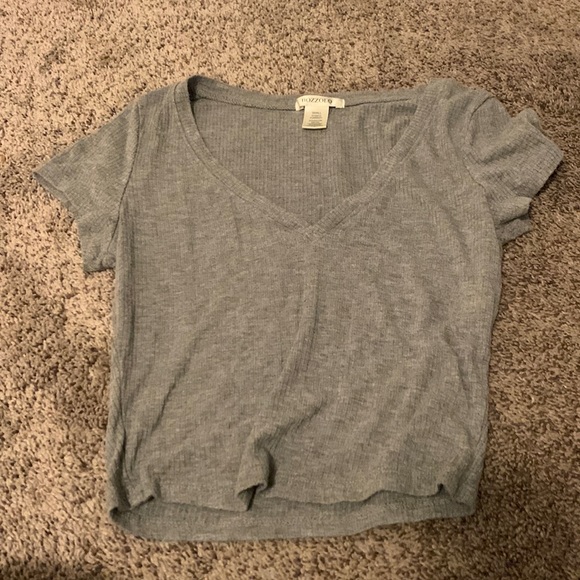 Tops | Gray V Neck Cropped Top | Poshmark